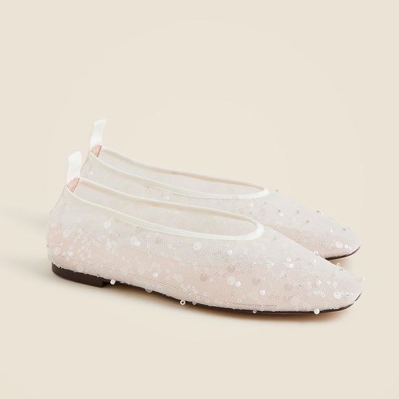 J. Crew | Shoes | Nwt Jcrew Quinn Embellished Ballet Flats In Mesh ...